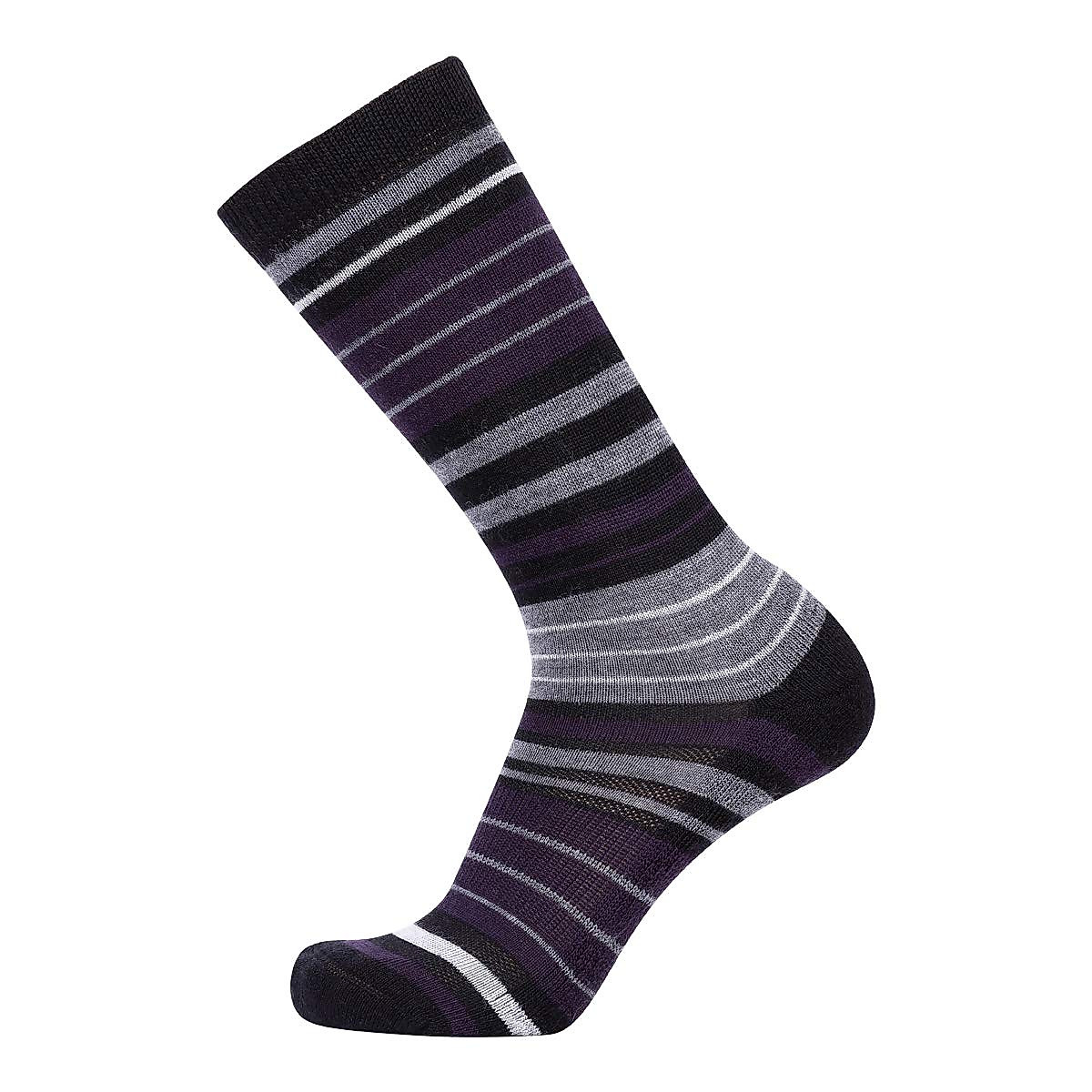 EnerWear 4 Pack Women's Merino Wool Outdoor Hiking Trail Crew Sock (US Shoe Size 4-10, Dark Purple/Black Stripe/Multi)