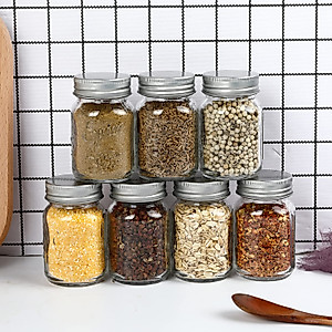 Mcupper 30 Pack 4oz Glass Mason Spice Jars Bottles, Empty Round Containers with Silver Airtight Metal Caps and Pour/Sift Shaker Lid