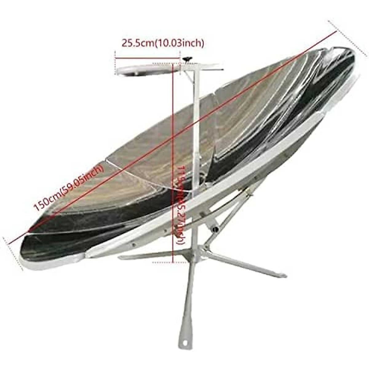 Concentrating Solar Cooker, 59'' Diameter Camping Outdoor Solar Cooker for Outdoor Cooking Steaming, Solar Heating, Visual Education DIY Solar Concentrator, Instantaneous Temperature 1472-1832℉