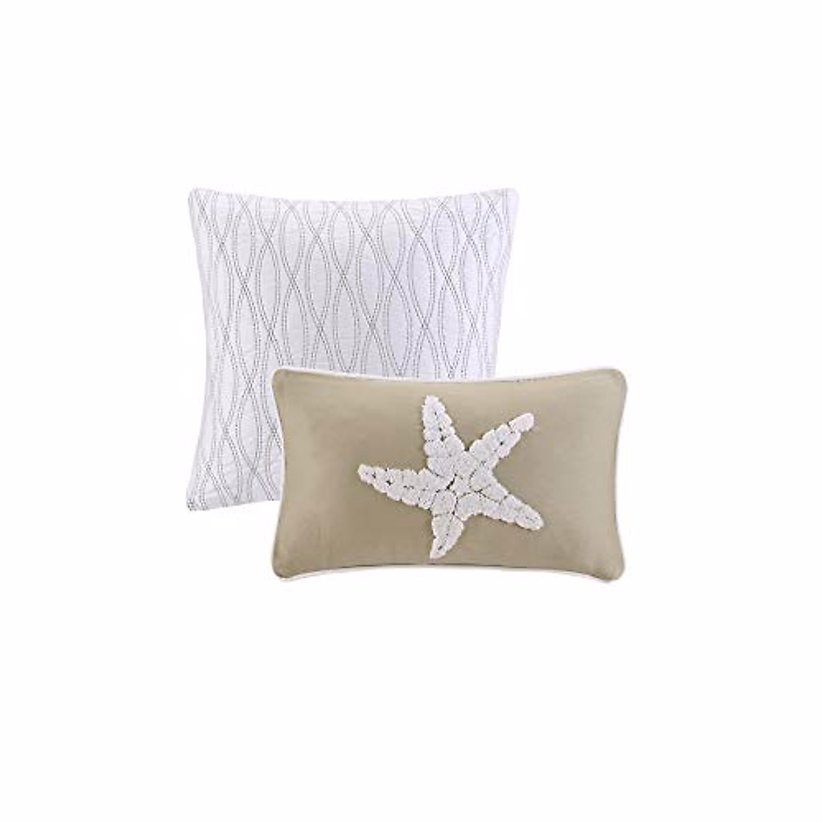 Harbor House Cotton Comforter Set-Coastal Oceanic Sealife Design All Season Down Alternative Bedding with Matching Shams, Bedskirt, Queen(92"x96"), Coastline, Coral Khaki, 6 Piece