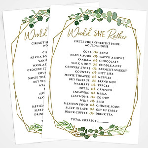 Printed Party Bridal Shower Game Set – 5 Fun Games and Activities for 50 Guests, Includes Bingo, Trivia, and Advice Cards, Botanical Greenery Wedding Shower Games