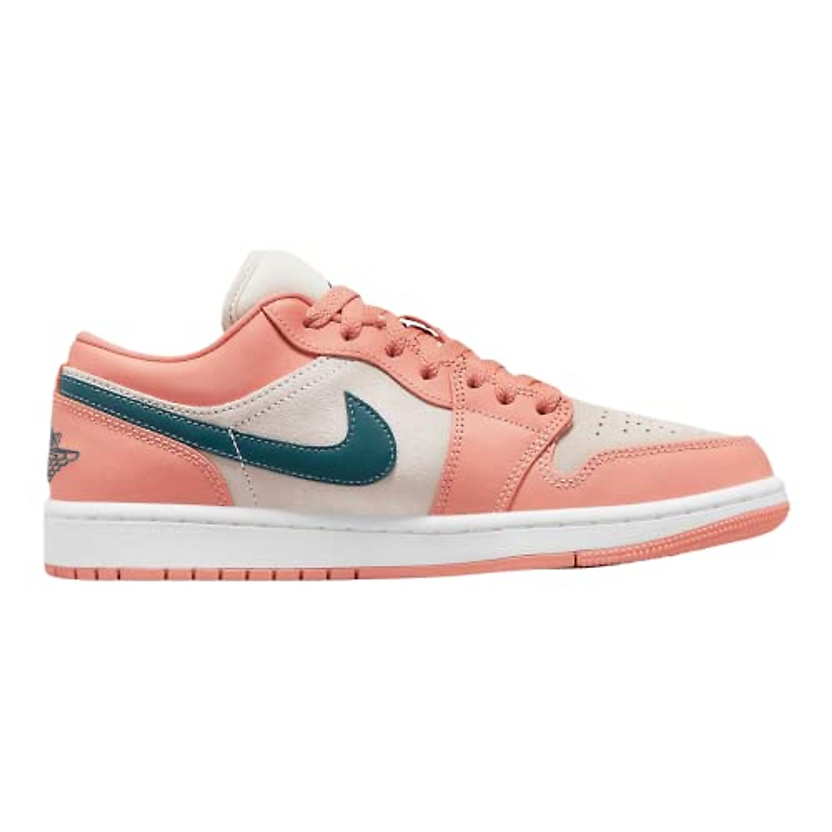Nike Women's Air Jordan 1 Low UNC Basketball Shoe, Lt Madder Root/Dark Teal Green, 9