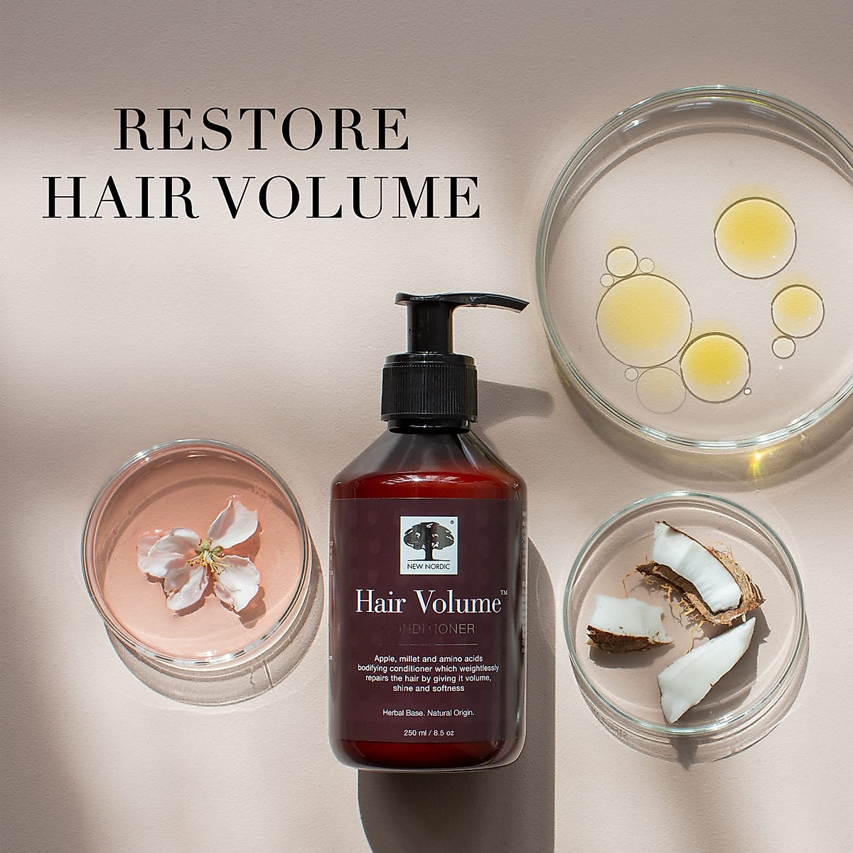 New Nordic Hair Volume Conditioner, Creamy Herbal Recipe to Weightlessly Hydrate, Volumize, Soften & Shine, Vegan, Clean Ingredients, 8.5 Fl Oz