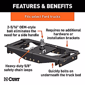 CURT 60700 Factory Original Equipment Style Gooseneck Hitch, 30,000 lbs. 2-5/16-Inch Ball, Fits Select Ford F-250, F-350, F-450 Super Duty