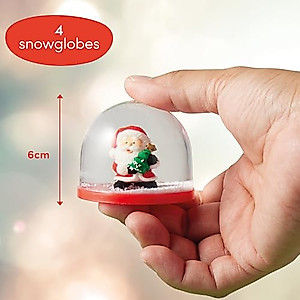 THE TWIDDLERS 4 Mini Christmas Winter Snow Globes for Kids - Gift, Decoration, Xmas Stocking Stuffers, Giveaways