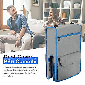 dtylean Black Dust Cover for PS5 Console, Anti Scratch Waterproof Sleeve for Playstation 5 Console Digital Edition & Regular Edition (Vertical)