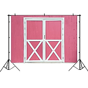 Lofaris Pink Barn Wooden Door Photography Backdrop Vintage Western Farm Background Cowgirl Happy Birthday Baby Shower Newborn Party Decorations Kids Portrait Photo Booth Props 7x5ft