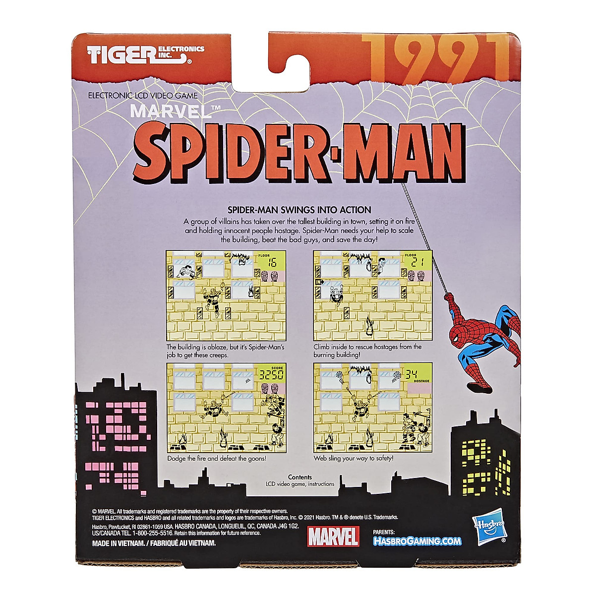 Hasbro Gaming Tiger Electronics Marvel Spider-Man Electronic LCD Video Game,Retro-Inspired 1-Player Handheld Game,Ages 8 and Up