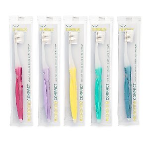NIMBUS Extra Soft Toothbrushes (Compact Head), Periodontist Design Tapered Bristles for Sensitive Teeth and Receding Gums, Individually Wrapped Plaque Remover Travel Toothbrush (10 Pack, Colors Vary)