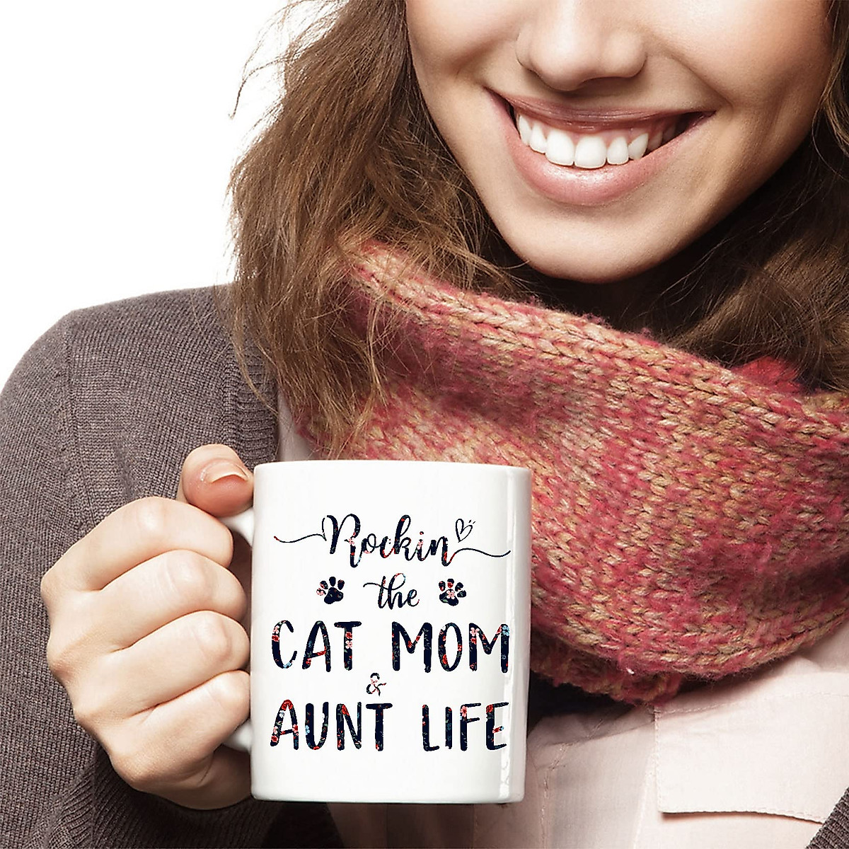 Floral Auntie Coffee Mug, Rockin' The Cat Mom And Aunt Life, Auntie Cat Lovers Mug, Gifts For Aunt, Auntie Gifts Mug, Crazy Cat Lady, Gift for Aunt, New Aunt Mugs, Mother's Day Gifts Tea Cup