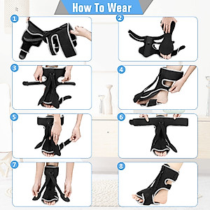 WOSHSHEN Plantar Fasciitis Night Splint, Adjustable Plantar Fasciitis Relief Night Splint for Women & Men, Relief Brace for Plantar Fasciitis Relief, Achilles Tendonitis and Foot Drop, Black