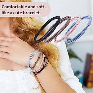 WDGROW Hair Ties Bracelets No Dmamage,Large Hair Tie for Women,Men,Girls,Seamless,Pony Tails Tie,Handmade Scrunchies,No Plastic,for Thick Curly Hair,20Pcs,4-1 Design (Black Gray Brown)