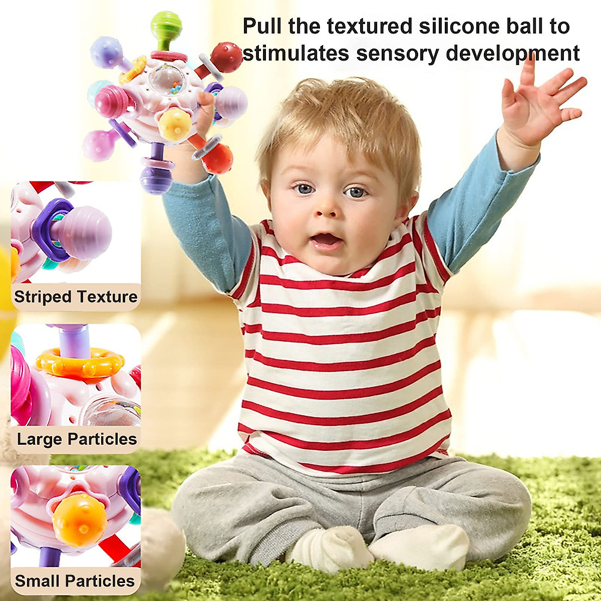 Toiyese Baby Montessori Toys 6 to 12 Months, Teething & Rattle Toys for Babies 0-6 Months, Sensory Educational Toys for Toddler, Travel Toys for Car Seat/Crib, Birthday Gifts for 1 Year Old Boys Girls