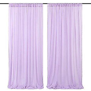 Purple Chiffon Backdrop Curtain Panels Party 10FTx10FT Light Purple Wedding Backdrop for Baby Shower Party Decorations