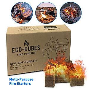 EasyGo Product Eco Cubes Fire Starter Squares Great Lighter for Chimney, Charcoal Grill, Fireplace, Campfire, Pellet Stove, Wood Stove - Qty 72