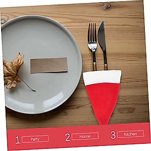 SEWACC 24pcs Christmas Santa Hats Silverware Holders Mini Christmas Hat Christmas Cutlery Holders Xmas Party Table Dinnerware Flatware Decor