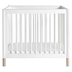 Babyletto Gelato 4-in-1 Convertible Mini Crib in White and Washed Natural, Greenguard Gold Certified