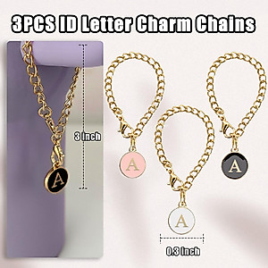 (3+3) 3PCS Straw Cover Cap for Stanley Cup 30&40 Oz Tumbler, Stanley Straw Topper Letter Straw Cover with 3PCS Letter Charm Chains Stanley Cup Accessories (Letter A)