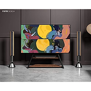 FITUEYES Design Corner Floor TV Stand for 75-100 Inch TV LCD LED Flat Curved TVs Heavy Duty TV Mount with Large Storage Wood Shelf Modern Entertainment Center, Up to 187 lbs, Eiffel Series