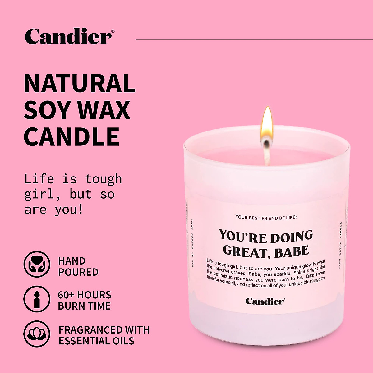 Ryan Porter “You’RE Doing Great, Babe” Candle - 100% Natural & Vegan - Made of Hand-Poured Soy Wax & Cotton Wick - Smells Lavender, Herbs, Sandalwood - Paraben, Phthalate, Lead-Free Decor Candle