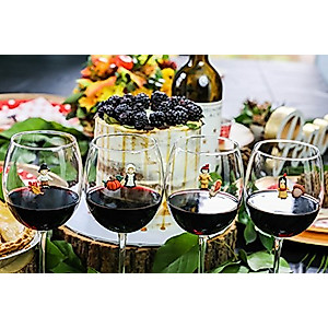 Thanksgiving Magnetic Wine Glass Charms Set of 12 Perfect Drink Markers for Stemless Glasses, Champagne Flutes & More - Great Hostess Gift