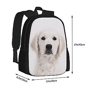 White Golden Retriever Printed Backpack Teen Boys & Girls Laptop Backpack 15" Outdoor Travel Lightweight Bag
