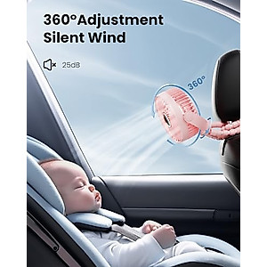 SHEWIND Stroller Fan, LED Light Portable Fan, 3600mAh Battery Operated Small Clip on Fan, 4 Speed Rechargeable Mini Personal Fan Cooling Travel Fan For Car Seat Crib Treadmill (Pink)