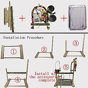 Tfwadmx Bird Playground Parrots Play Stand Birdcage Play Stand Play Gym Parakeet Ladders Exercise with Feeder Cups for Cockatoo Lovebirds SmallBirds Conure Cockatiel Cage Accessories Toy