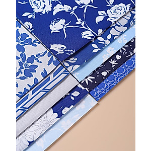 100% Cotton Quilting Fabric Bundle, 10Pcs Fat Quarters Fabric Bundles 50cm x 50cm, Pre-Shrunk, Medium Weight Plain Quilting Fabric Squares for Quilts, Sewing, Patchwork, DIY, Craft (Blue)