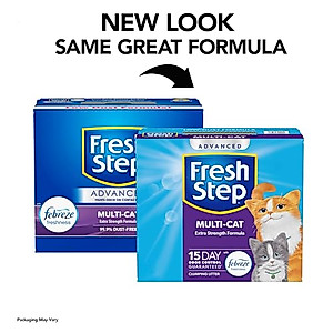 Fresh Step Advanced Multi Cat Clumping Litter with Febreze Freshness, Fresh Step Clumping Cat Litter Extra Strength Formula, 37 lbs. (2 x 18.5 lb. Box)