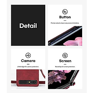 GOOSPERY Wallet Case Compatible with Galaxy Z Flip, Detachable Card Holder 2 Card Pocket Storage Premium PU Leather Adjustable Cross-Body Strap Attached Earbud Cord Organizer (Burgundy) ZFLP-DAR-BD