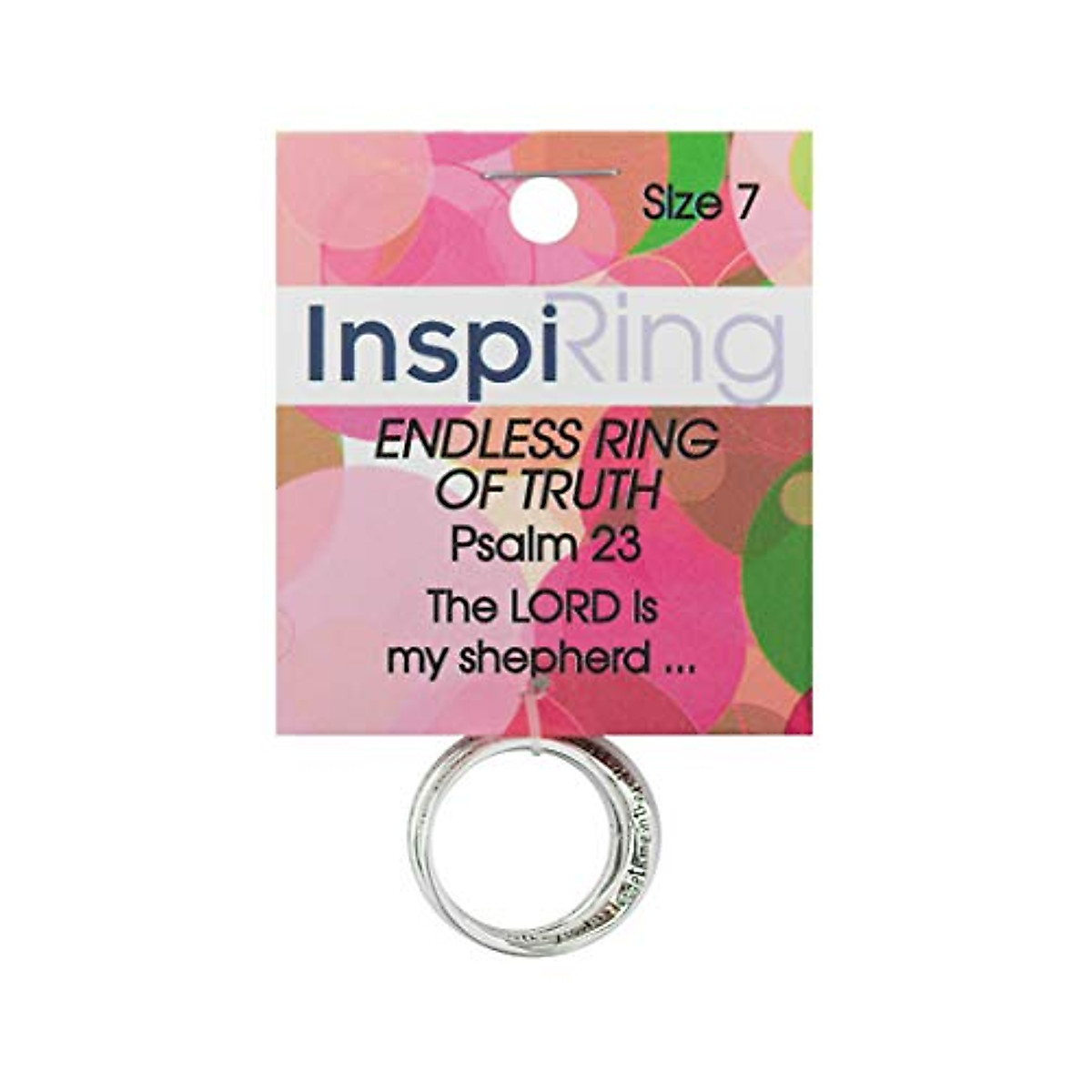 Psalm 23 Silver Plated Women's Double Mobius Ring Size 7