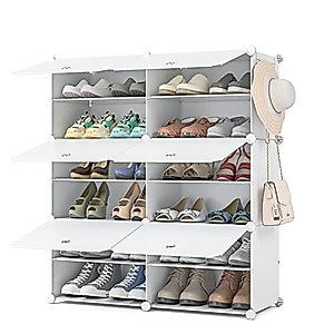 Shoe Rack, 6 Tier Shoe Rack Organizer 24 Pairs Shoe Cabinet Shoe Organizer for Closet Shoe Storage Cabinet Zapateras Organizer for Shoes, Shoe Rack for Closet for Entryway, Bedroom and Hallway, White