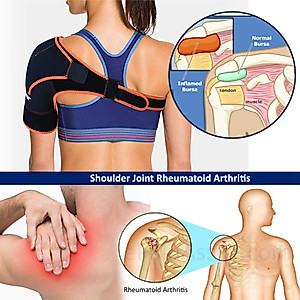 ZJchao Shoulder Brace, Adjustable Shoulder Support Brace Strap Joint Sport Gym Compression Bandage Wrap Breathable Shoulder Support for Women and Men