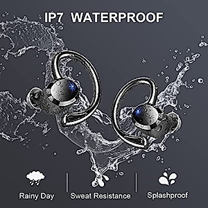 Wireless Earbud, Sport Bluetooth 5.1 Headphones with Earhooks Wireless Earphones in-Ear with Immersive Sound, Bluetooth Earbud IP7 Waterproof, Noise Cancelling, Dual LED Display, 48H Playtime, Running