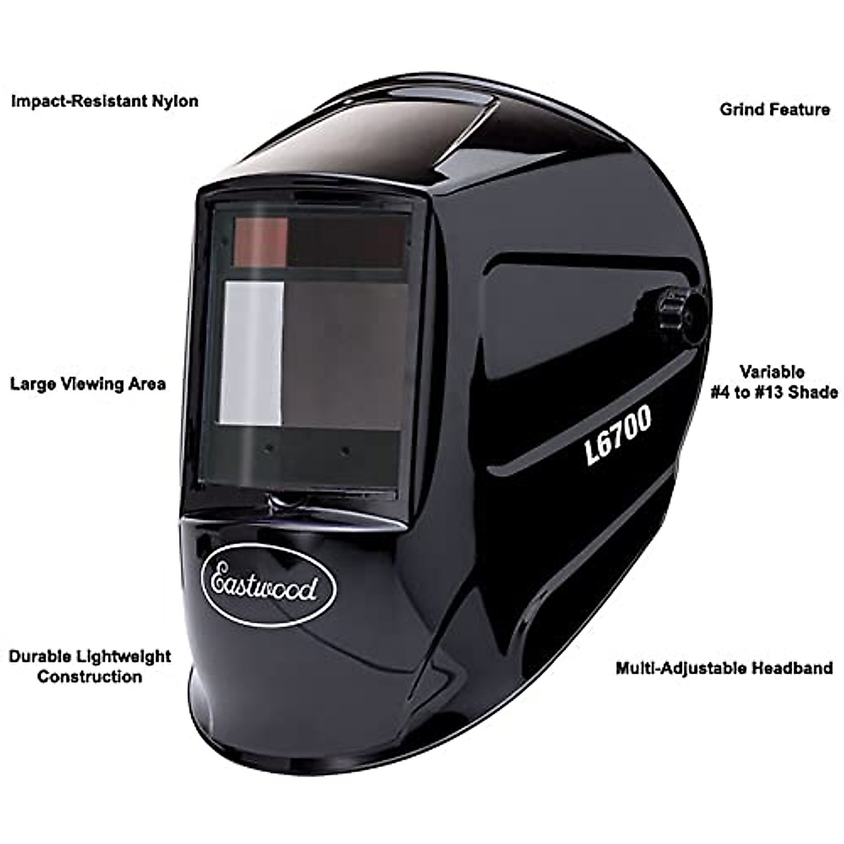 Eastwood Large View Auto Darkening Welding Helmet Mask Adjustable Headband Comfortable - L6700