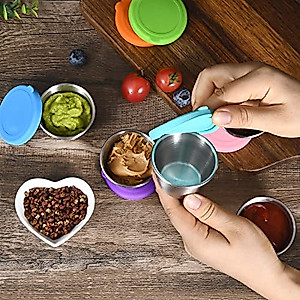 UPTRUST Salad Dressing Containers To Go, 6x2.4oz Dressing Containers for Lunch Box, Stainless Steel Condiment Containers with Lids, Rainbow Color Reusable Small Dipping Sauce Cups Set