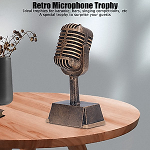Award Trophies, 6.5in Music Award Trophy Synthetic Resin Decorative Microphone Tabletop Ornament for Home Singing Competition, Party Celebrations