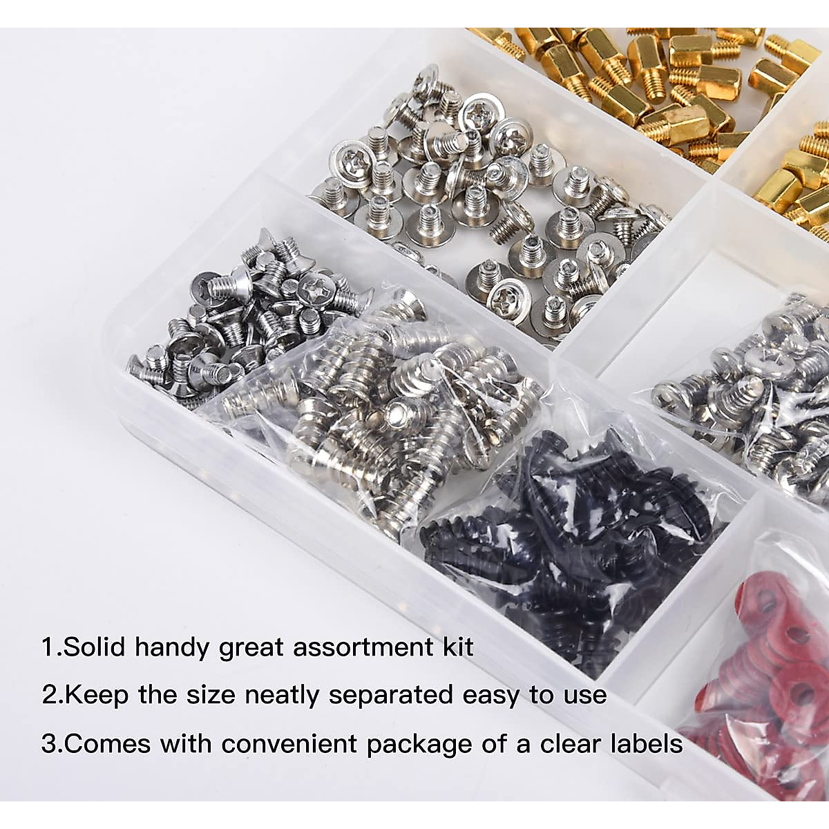 502PC Computer Motherboard Screws Kit, Motherboard Standoffs Screws for Universal HDD Hard Drive, SSD, PC Case, PC Fan, Power Supply, Graphics, CD-ROM, ATX Case, for DIY PC Installation & Repair