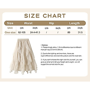 ebossy Womens Elastic High Waist Tutu Tulle Tiered Skirt Sweet Layered Ruffles Mesh Midi Fairy Skirts with Lined(1size,G-deepgreen)