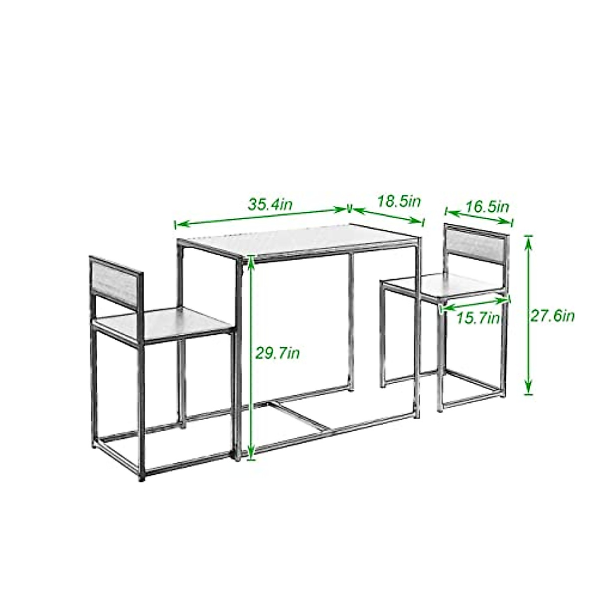 SDHYL 3 Piece Dining Set Dining Table Set with 2 Chairs Breakfast Table for Kitchen, Coffee Table Set, Home Office Table Set, Computer Table for 2, Portable Table Set, Walnut