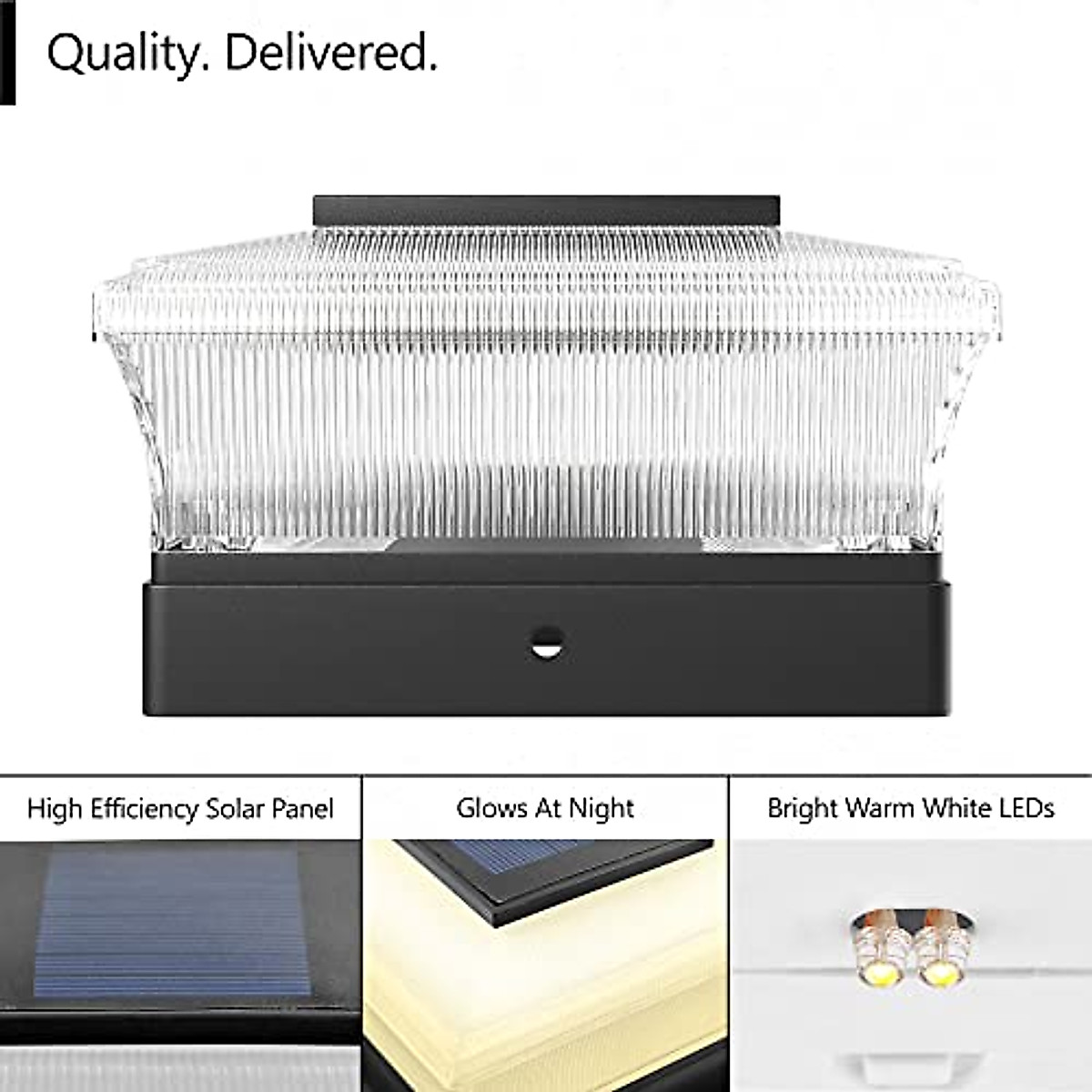 Davinci Lighting Cubed Solar Outdoor Post Cap Lights - 4x4 5x5 6x6 - Bright LED Light for Fence Deck Garden or Patio Posts (4 Pack)