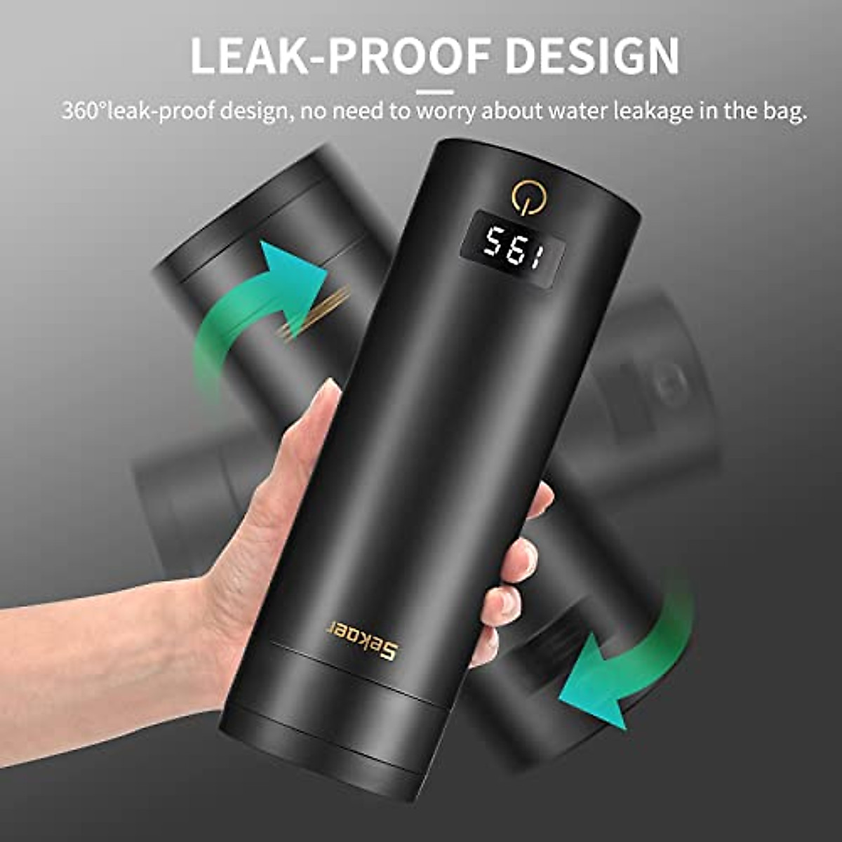 Travel Electric Tea Kettle Portable Small Mini Coffee Kettle, with 4 Variable Presets, Personal Hot Water Boiler 304 Stainless Steel with Auto Shut-Off & Boil Dry Protection, BPA-Free Black