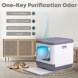 (Upgraded) Smart Cat Litter Box, Enclosed Extral Large Litter Box with Lid for Multiple Cats