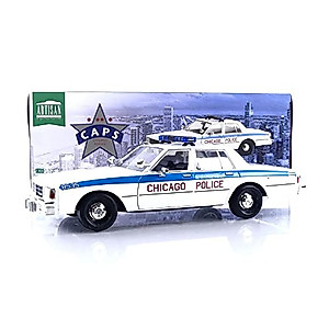 1989 Chevy Caprice White with Blue Stripes City of Chicago Police Department Artisan Collection 1/18 Diecast Model Car by Greenlight 19128
