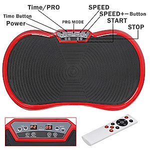 Nova Microdermabrasion Whole Body Fitness Vibration Plate Exercise Machine with Bluetooth Music Connection, Indoor/Outdoor Workout Trainer for Weight Loss Massage (Red)