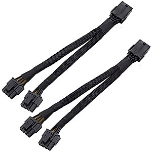 TeamProfitcom 16 AWG GPU VGA PCI-e 8 Pin PCI Express Graphics Video Card GPU VGA 8 Pin Female to Dual GPU 8(6+2) Pin Male Sleeved Splitter Power Extension Cable 12-inches (2 Pack)