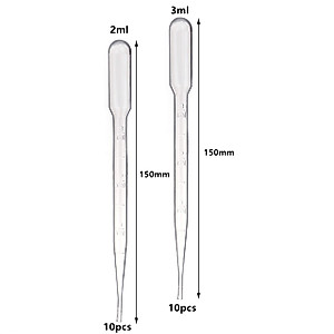 Eowpower 20 Pack Plastic Petri Dish Tissue Culture Plate 90 x 15 mm with 20 Pieces 2 ml 3 ml Plastic Transfer Pipettes, Each of 10 Pieces