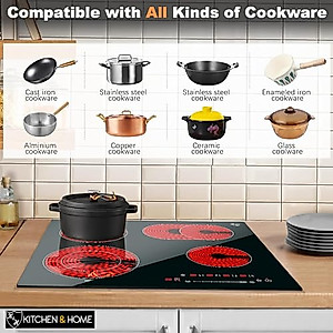 K&H 4 Burner 24 Inch Built-in Electric Stove Top Radiant Ceramic Cooktop SLIDER Touch Control 240V 7200W CE24-7206SL