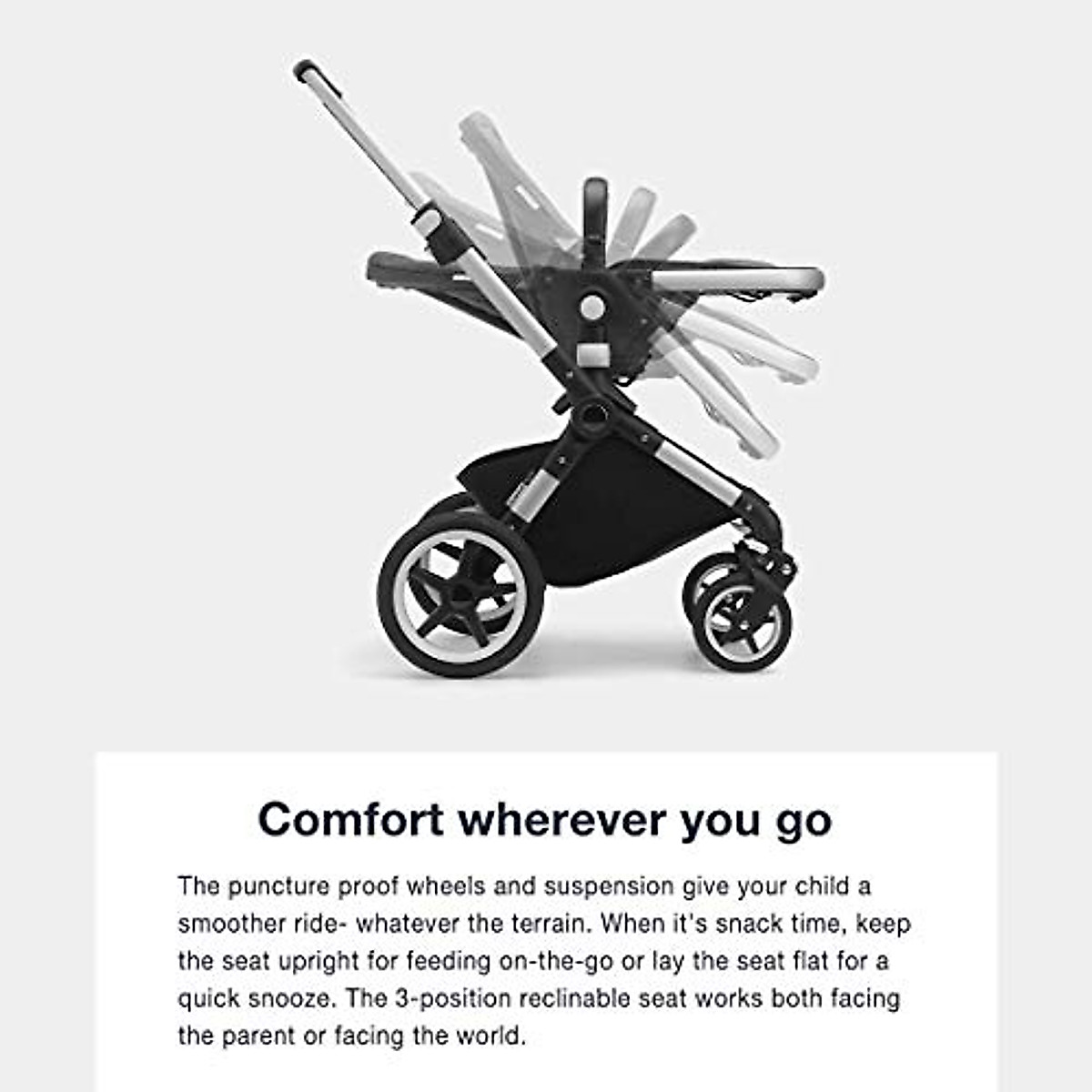 Bugaboo Lynx - The Lightest Full-Size Baby Stroller - All-Terrain with an Effortless Push and One-Handed Steering - Compatible with Bugaboo Turtle One by Nuna Car Seat - Alu/Black